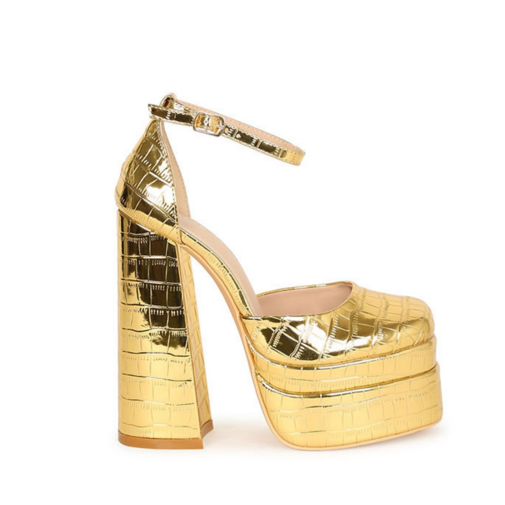 Medusa's Kiss- Gold snake skin texture platforms – Two Até